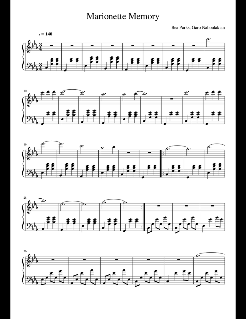Marionette Memory sheet music for Piano download free in PDF or MIDI