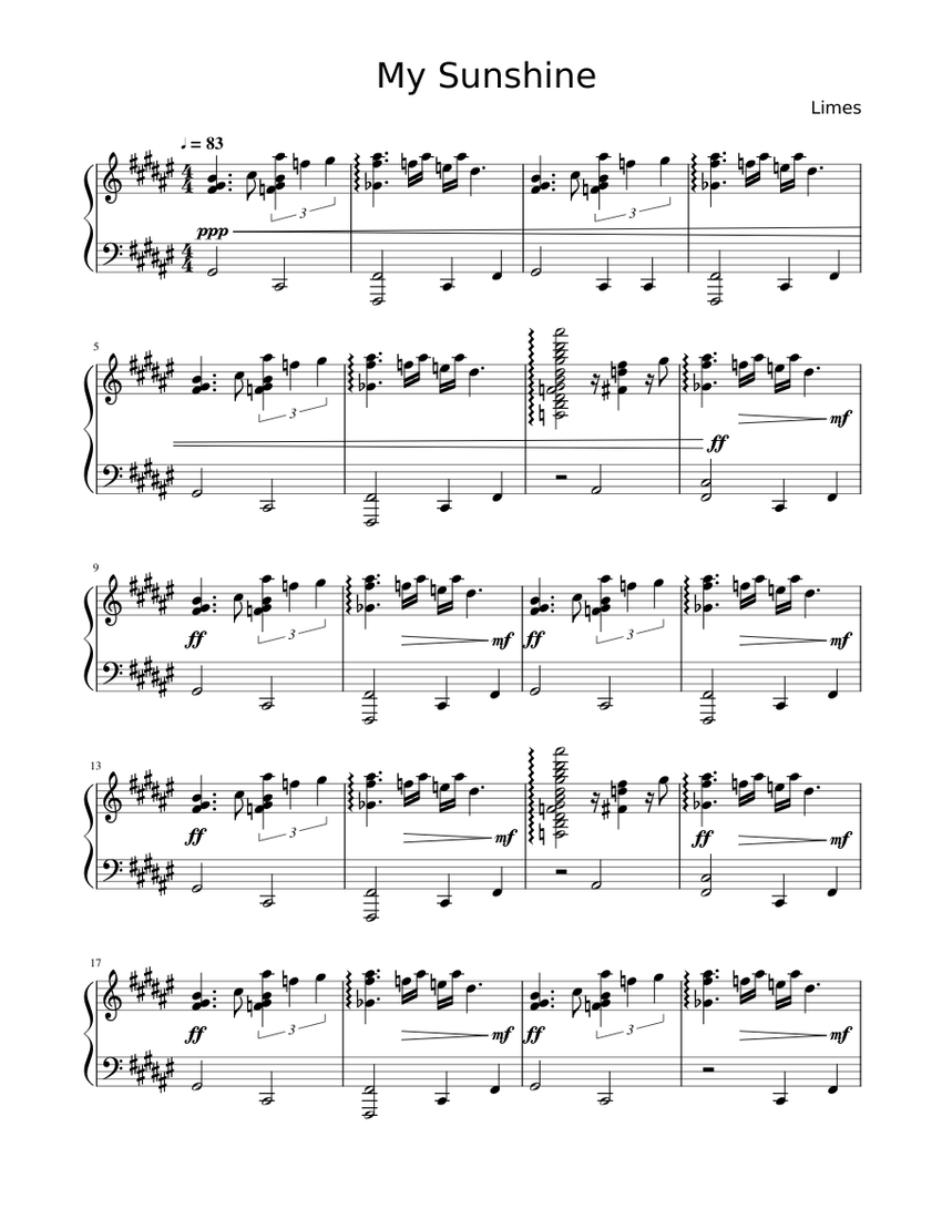 My Sunshine Sheet music for Piano | Download free in PDF or MIDI ...