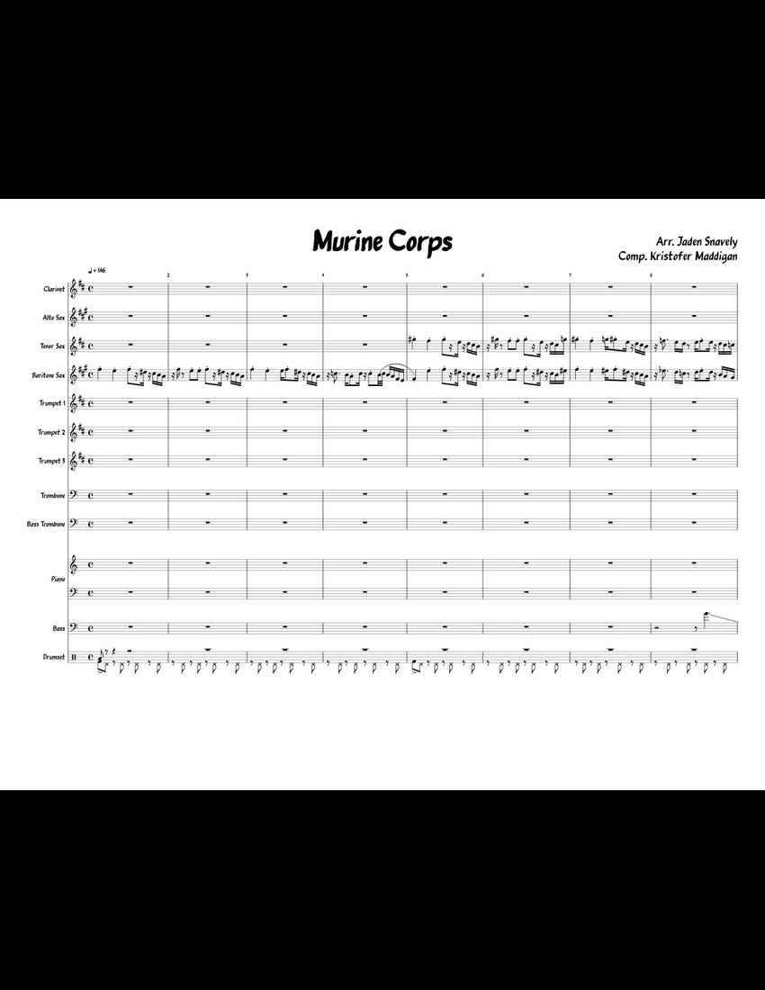 Murine Corps sheet music for Clarinet, Piano, Alto Saxophone, Tenor ...