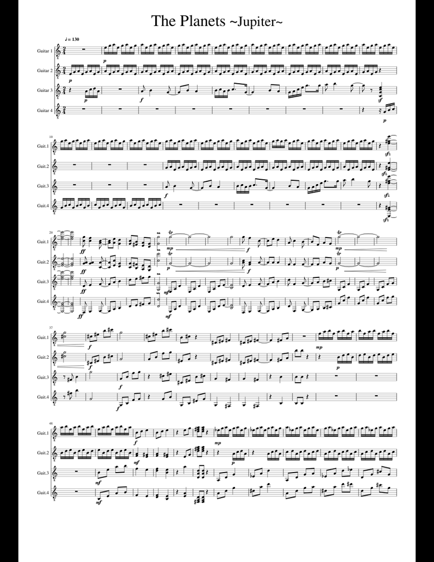 Jupiter sheet music for Guitar download free in PDF or MIDI