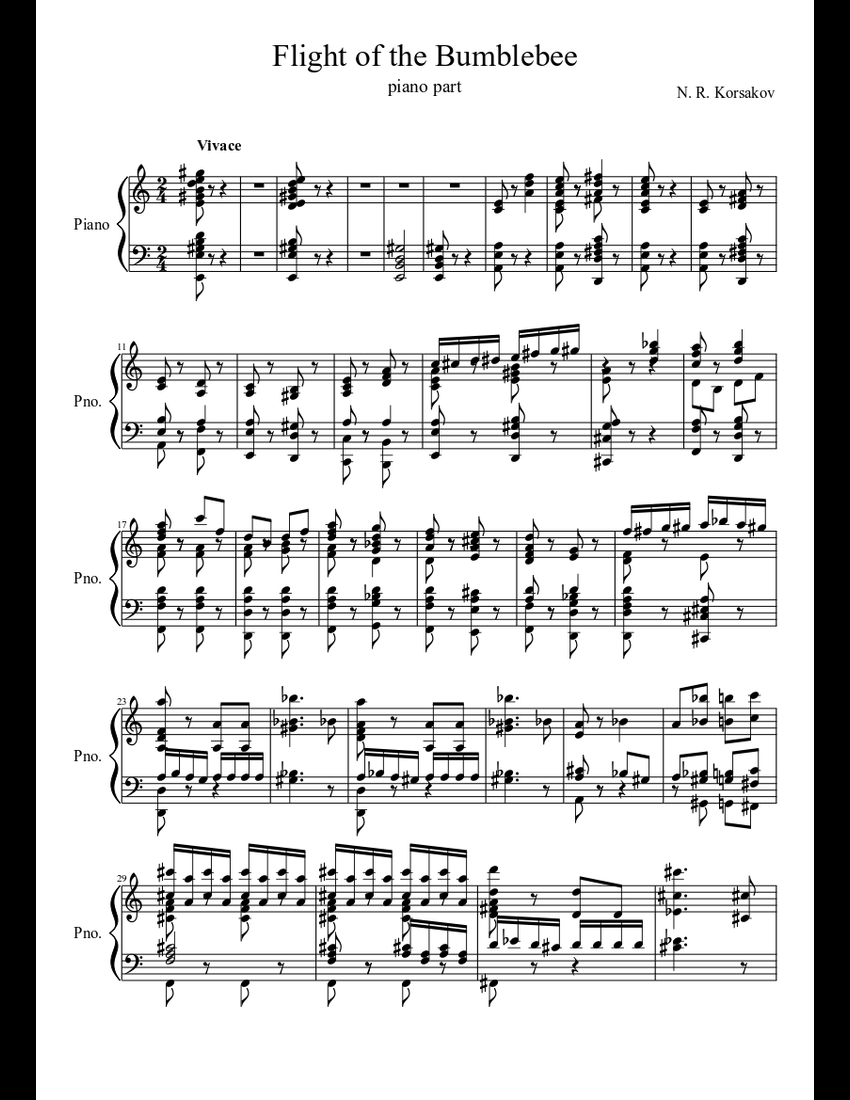 Flight of the bumblebee sheet music download free in PDF or MIDI