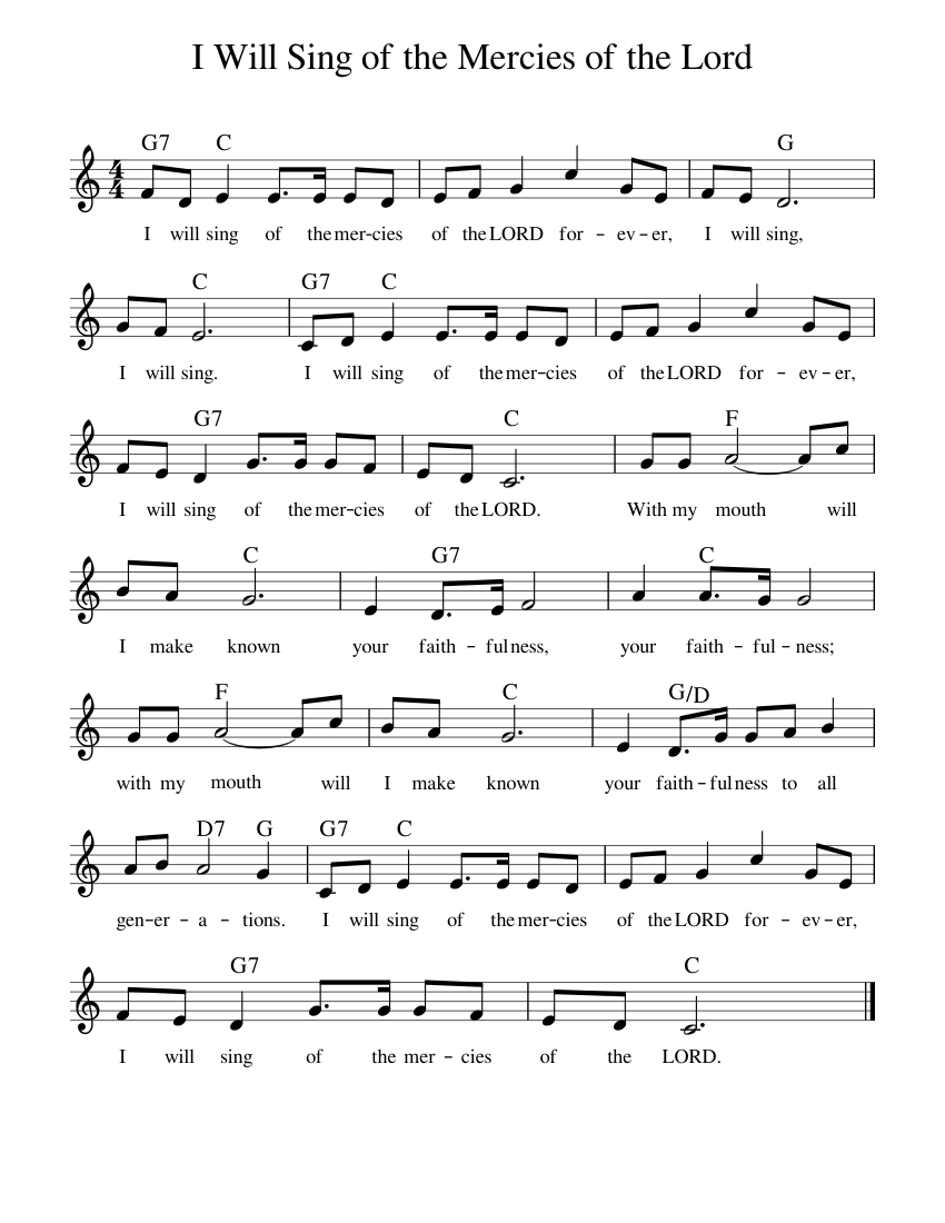 I Will Sing of the Mercies of the Lord Sheet music for Piano (Solo ...