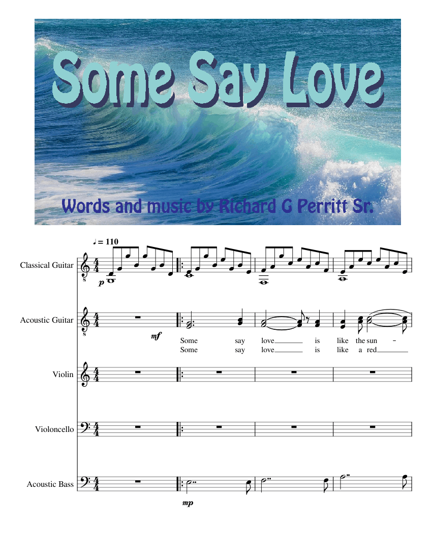Some Say Love (Contains Lyrics) Sheet music for Violin, Cello, Guitar ...