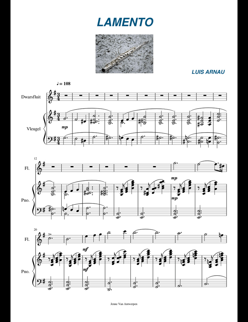 LAMENTO sheet music for Flute, Piano download free in PDF or MIDI