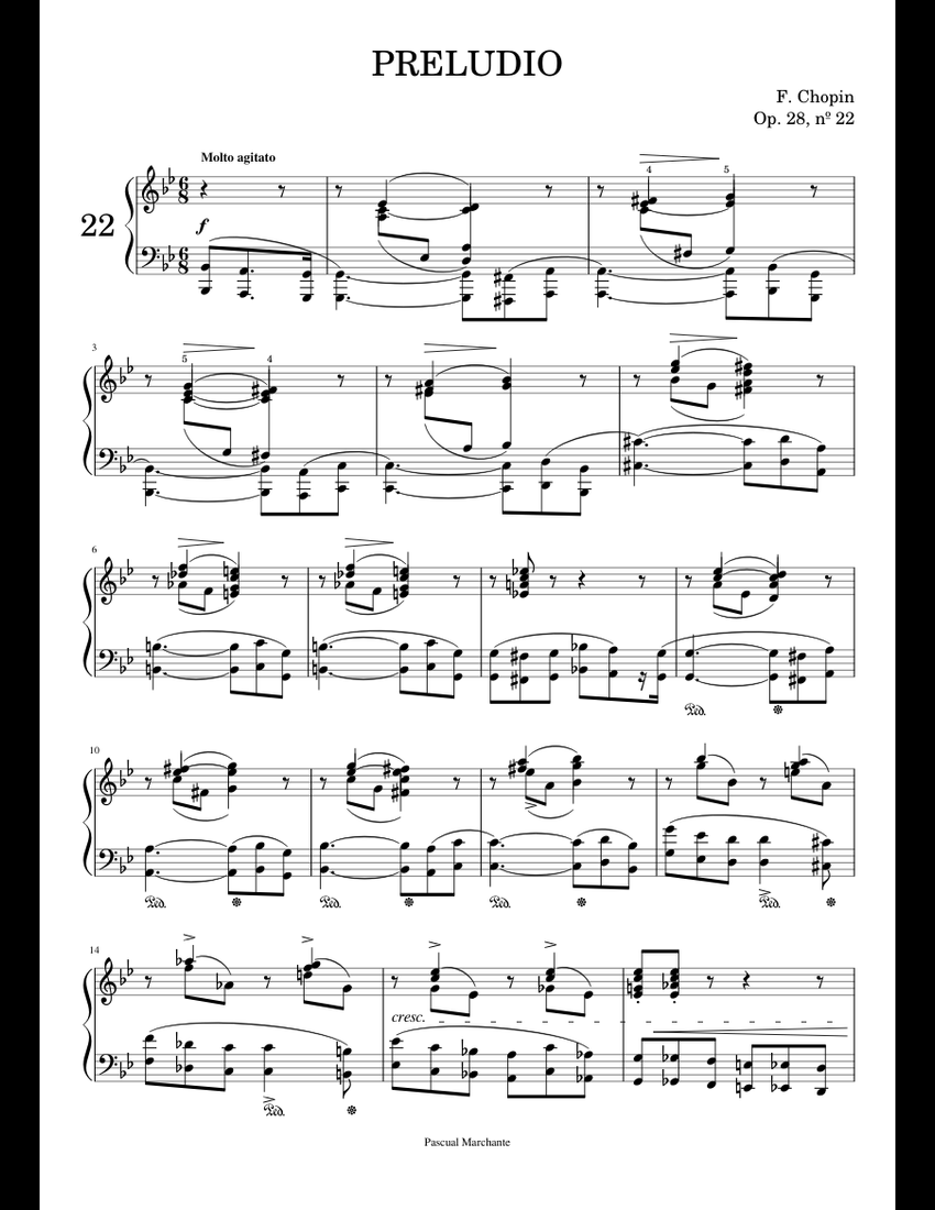 Chopin - Preludio op. 28 nº 22 sheet music for Piano download free in ...