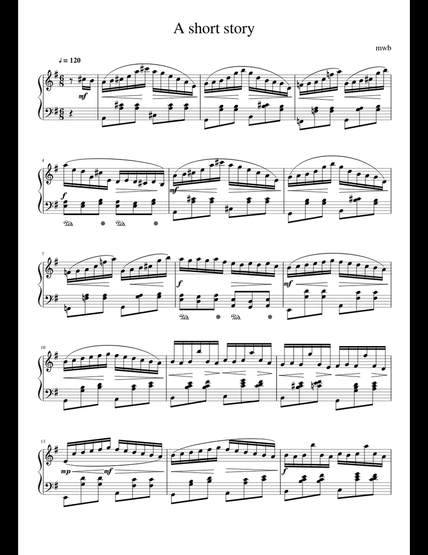 A short story (For solo Piano) sheet music for Piano download free in ...