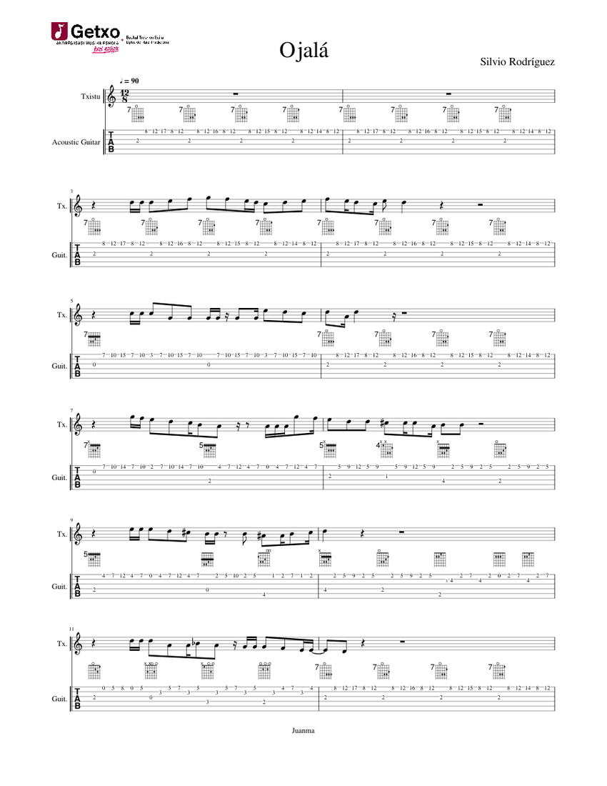 Ojala 1 Sheet music for Violin, Guitar | Download free in PDF or MIDI ...