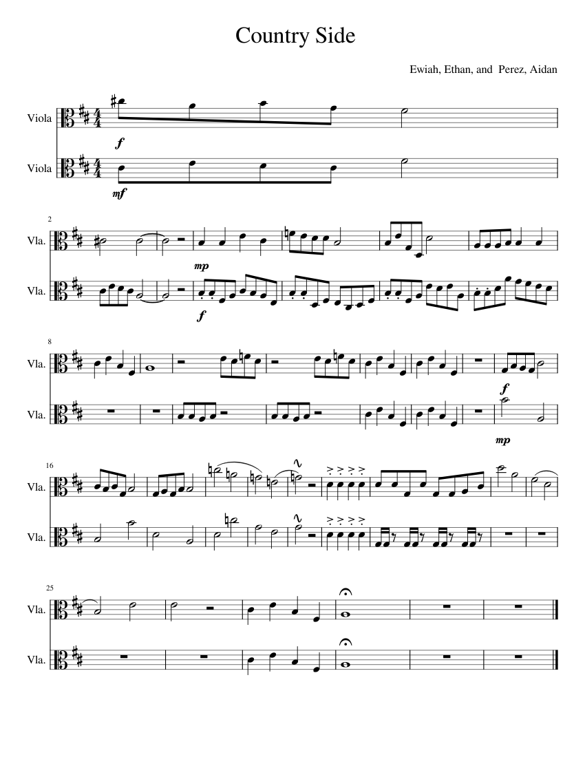 Country_Side Sheet music for Viola (String Duet) | Musescore.com