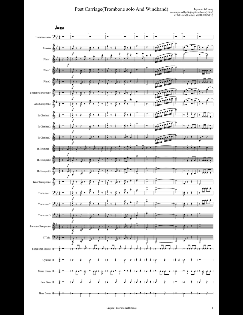 Post Carriage(Trombone solo And Windband) sheet music download free in ...