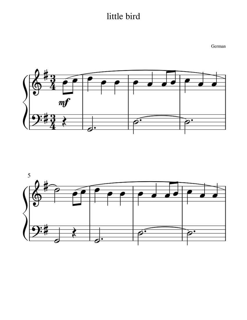 Little bird Sheet music for Keyboard Piano (Solo) | Musescore.com