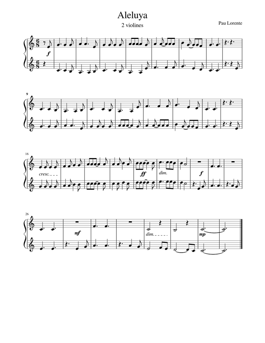 Aleluya Sheet music for Piano (Solo) | Musescore.com