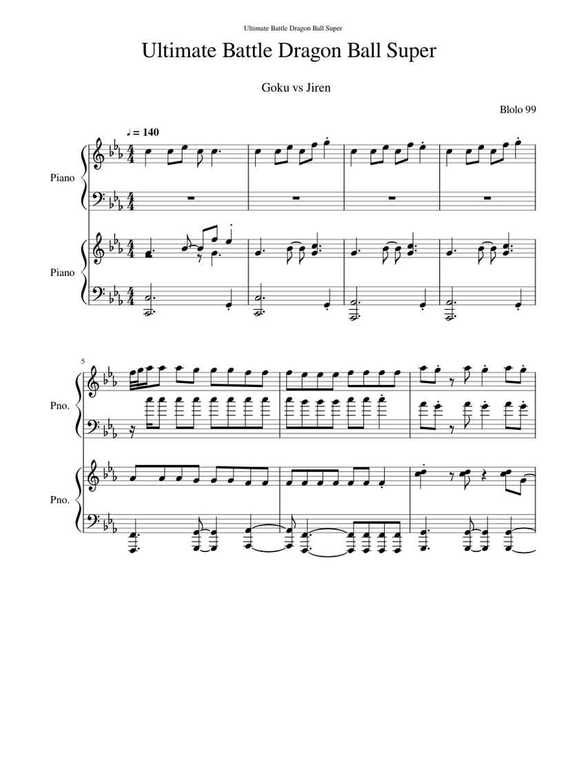 Ultimate Battle Dragon Ball Super Sheet music for Piano | Download free ...