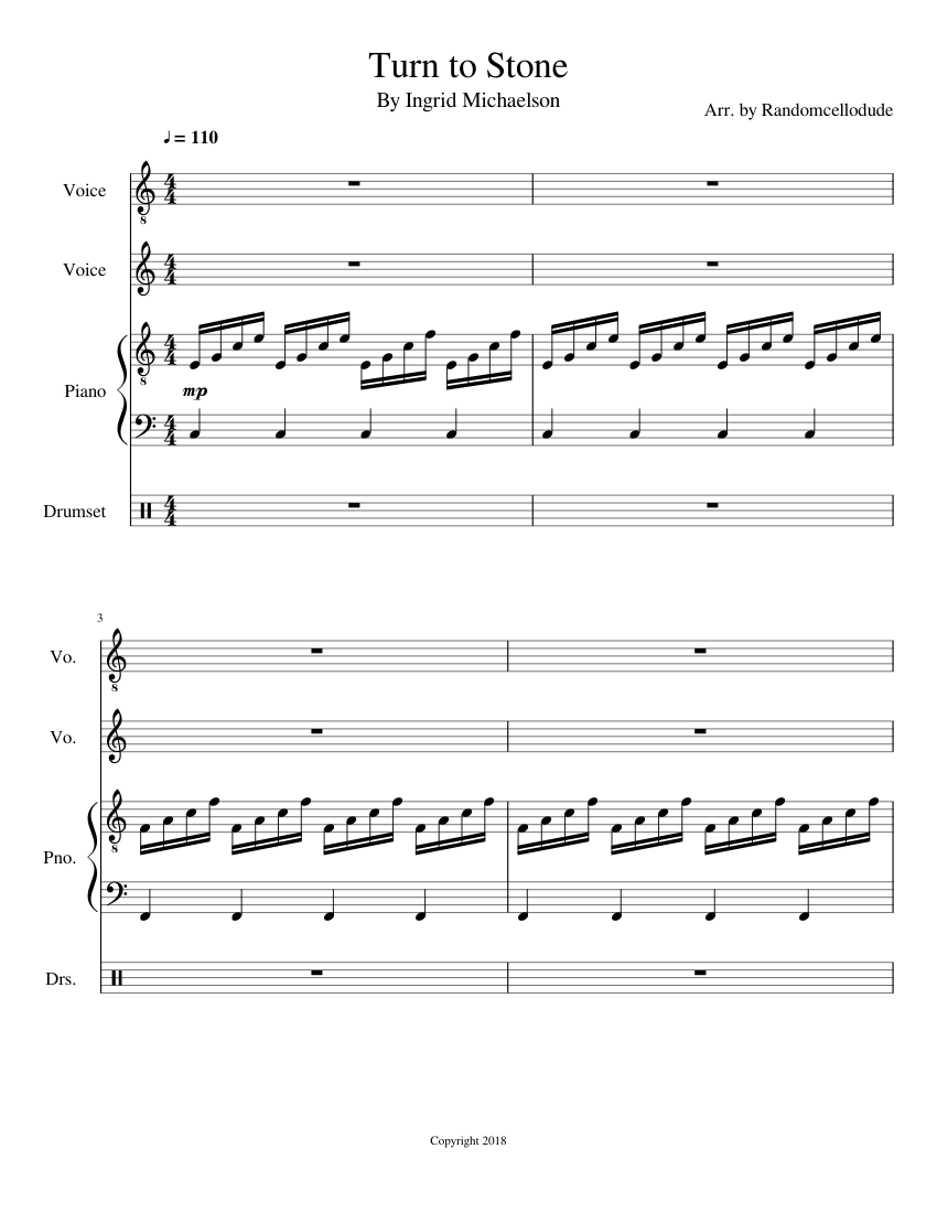 Turn to Stone Sheet music for Piano, Flute, Violin, Voice | Download ...