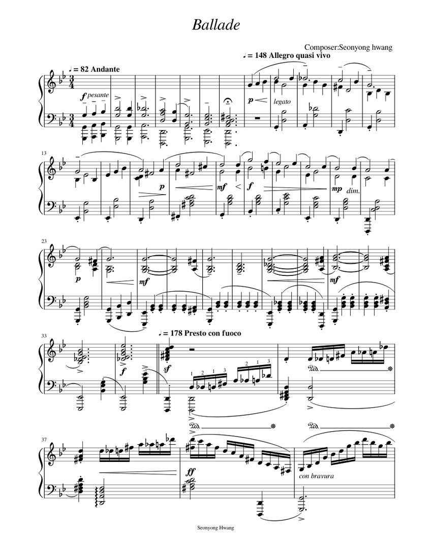 Ballade sheet music for Piano download free in PDF or MIDI