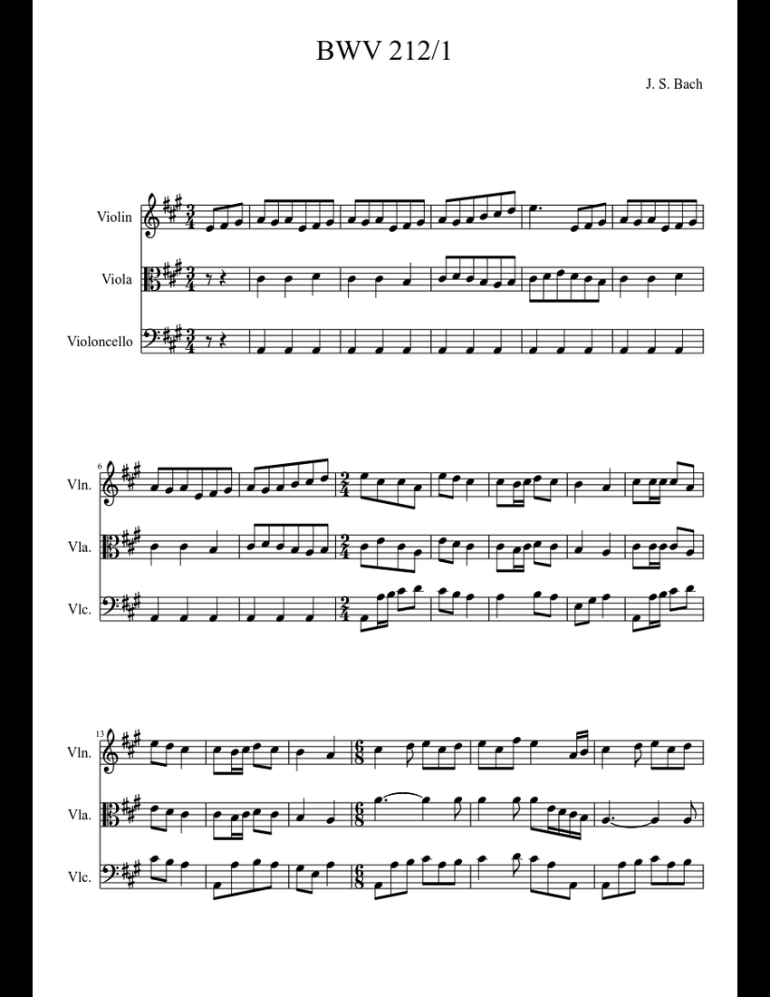 BWV 212/1 sheet music download free in PDF or MIDI