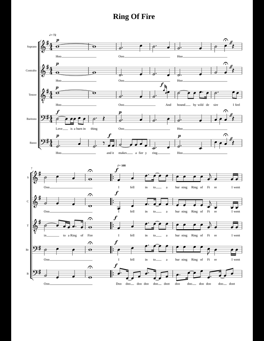 Ring of fire V5 sheet music for Piano download free in PDF or MIDI