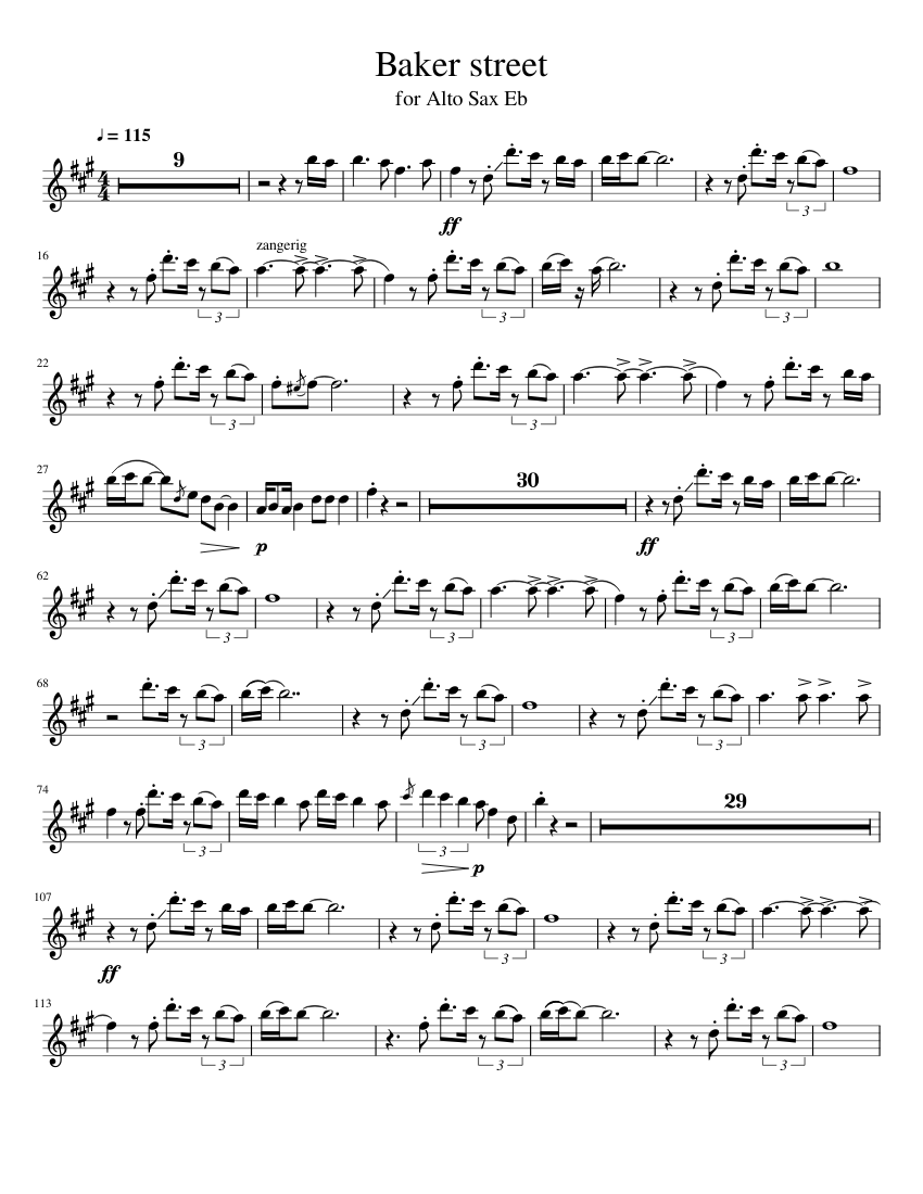 Baker Street For Alto Sax Sheet Music For Alto Saxophone Download Free Baker Street For Alto Sax Sheet Music For Alto Saxophone Download Free