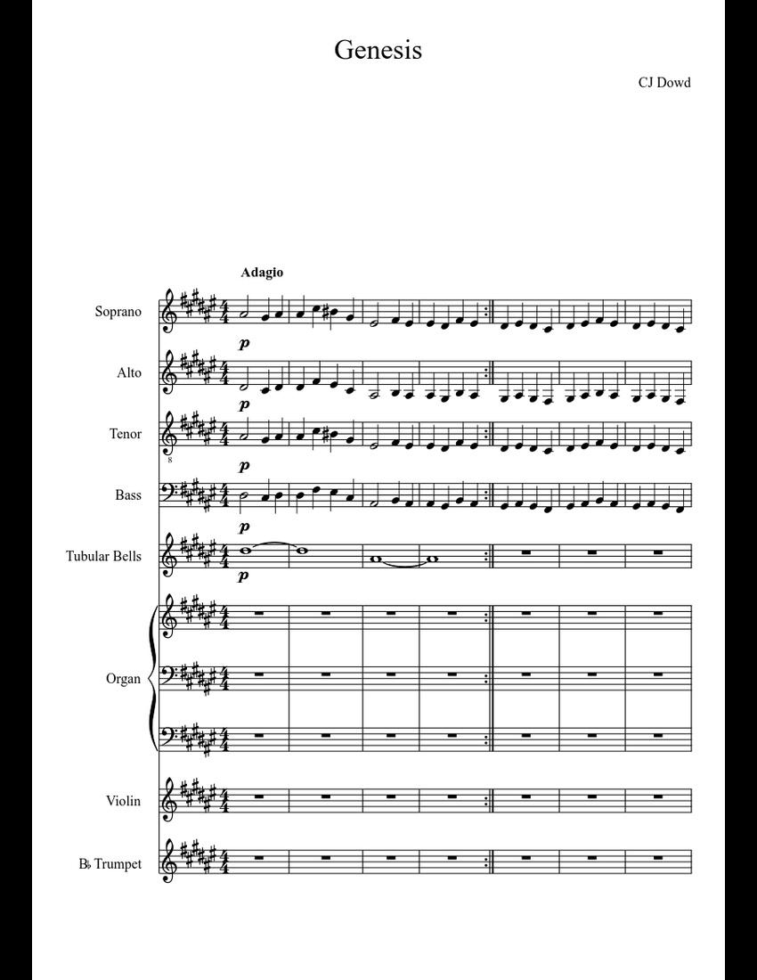 Genesis sheet music download free in PDF or MIDI