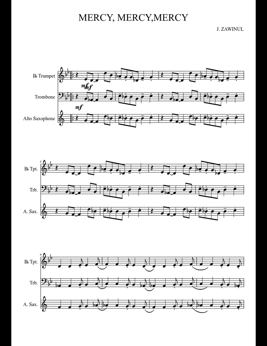 Mercy, Mercy, Mercy for Trio sheet music download free in PDF or MIDI