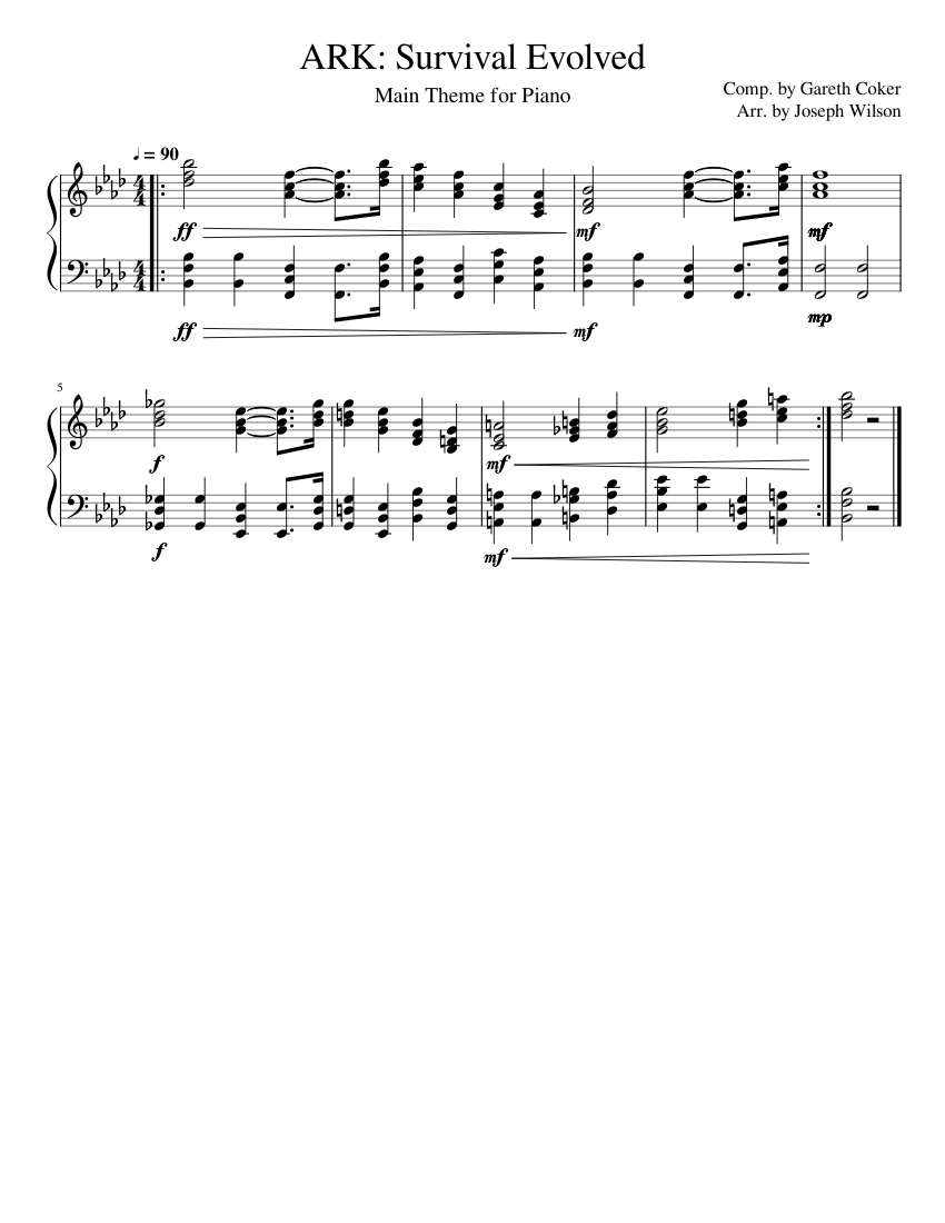 ARK: Survival Evolved for Piano (Unfinished) Sheet music for Piano ...