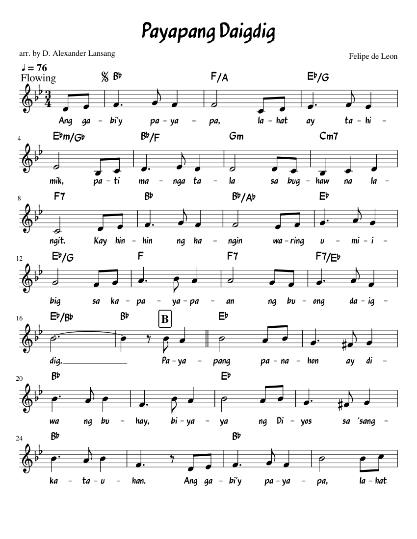 Payapang Daigdig Sheet music for Piano (Solo) | Musescore.com