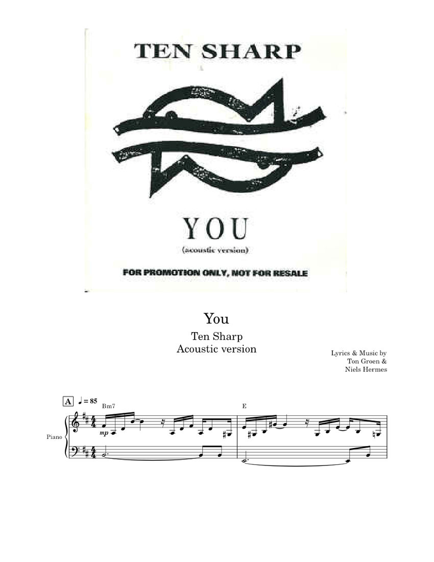 You [Acoustic] - Ten Sharp Sheet music for Piano, Vocals (Piano-Voice ...