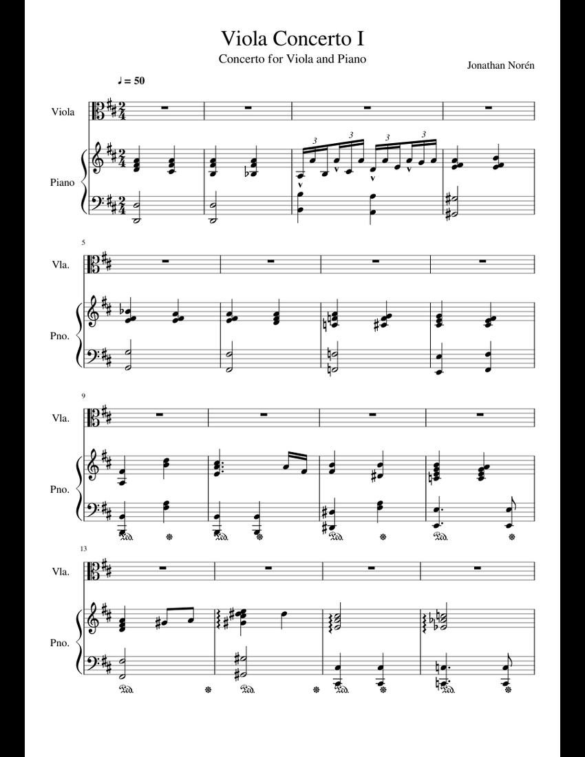 Viola Concerto I sheet music for Piano, Viola download free in PDF or MIDI