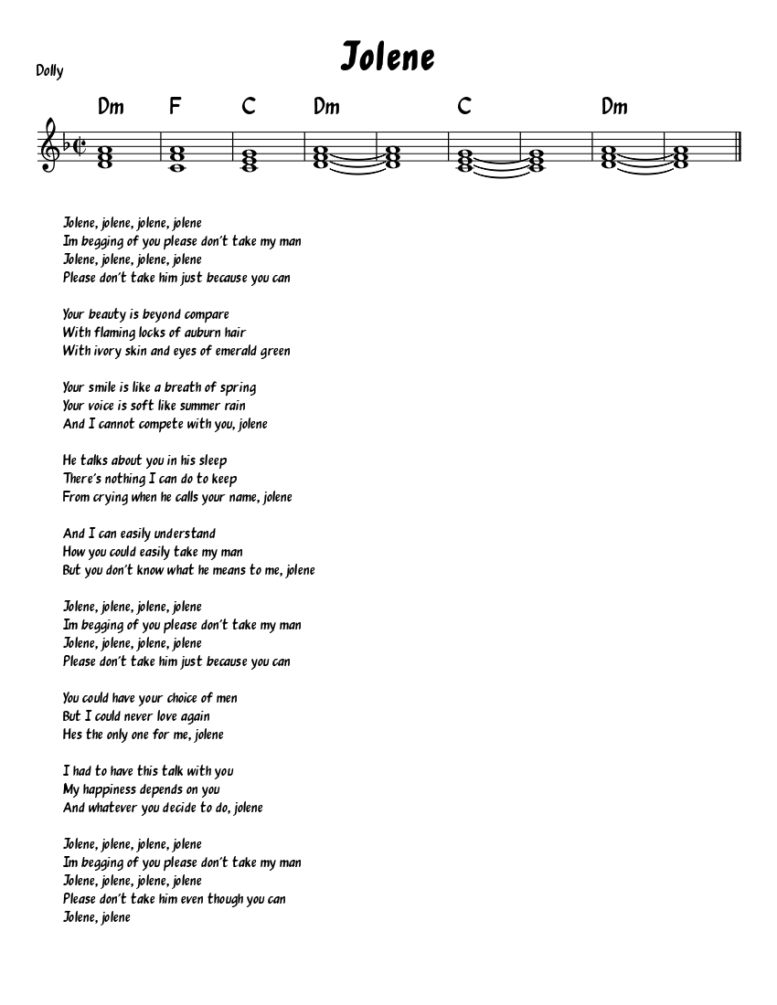 Jolene Sheet music | Musescore.com
