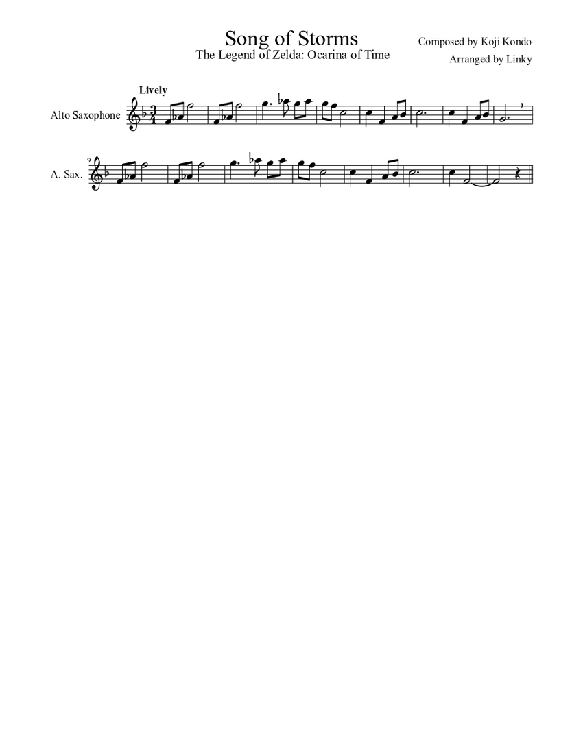 Song of Storms Sheet music | Download free in PDF or MIDI | Musescore.com