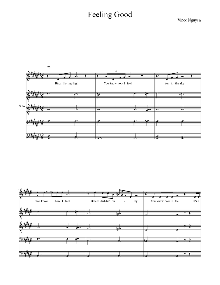 Feeling Good Sheet music | Download free in PDF or MIDI | Musescore.com