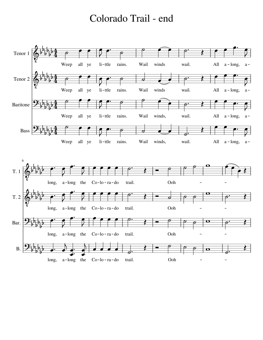 Colorado Trail - end Sheet music for Voice | Download free in PDF or ...