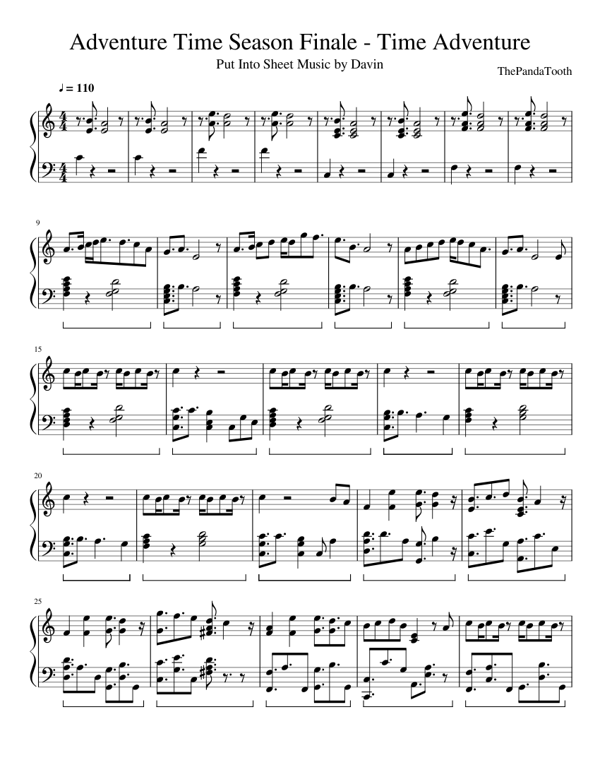 Adventure Time Season Finale Time Adventure Sheet music for Piano ...