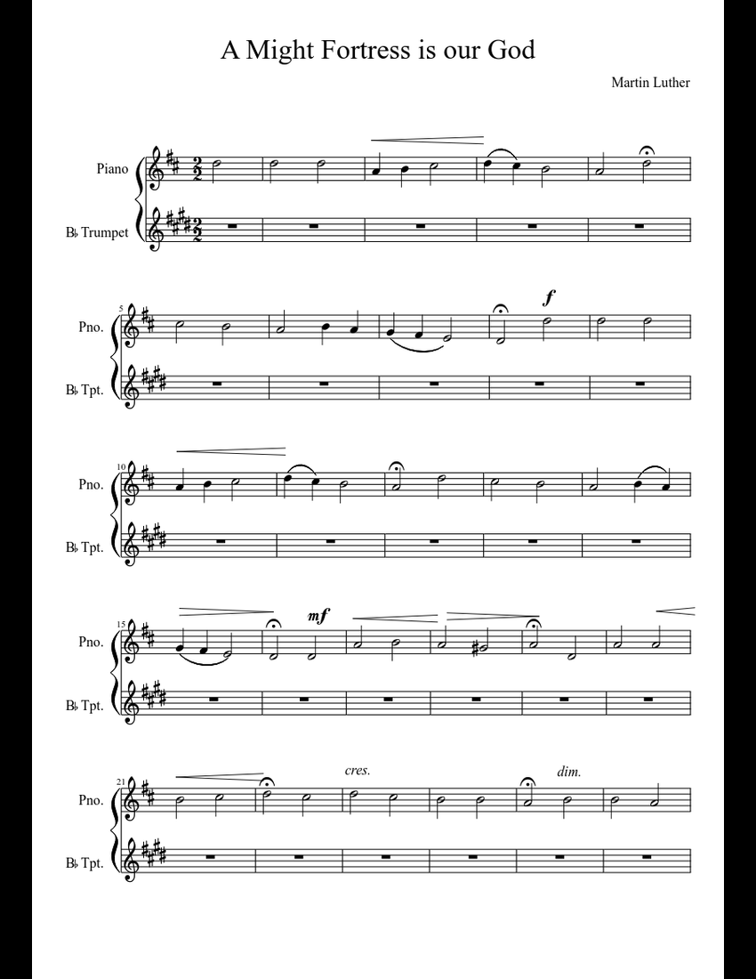 A Mighty Fortress sheet music download free in PDF or MIDI