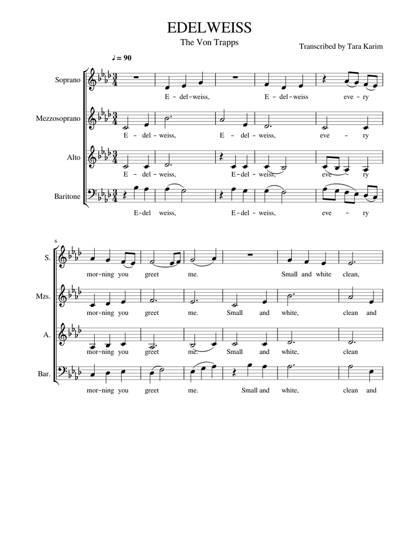 EDELWEISS Sheet music for Flute | Download free in PDF or MIDI ...