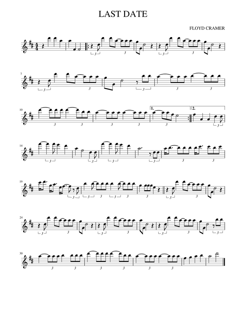 LAST DATE Sheet music for Piano | Download free in PDF or MIDI | Musescore.com