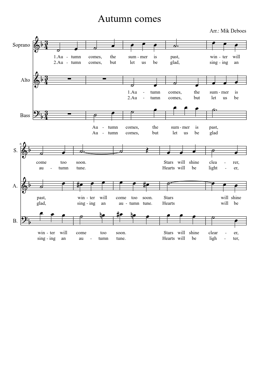 Autumn comes sheet music download free in PDF or MIDI