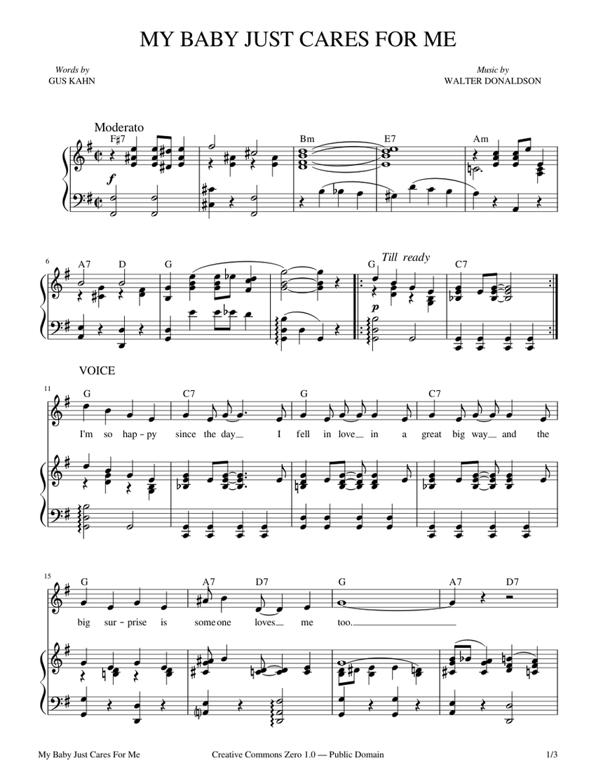 My Baby Just Cares For Me - Donaldson and Kahn - 1930 Sheet music for ...