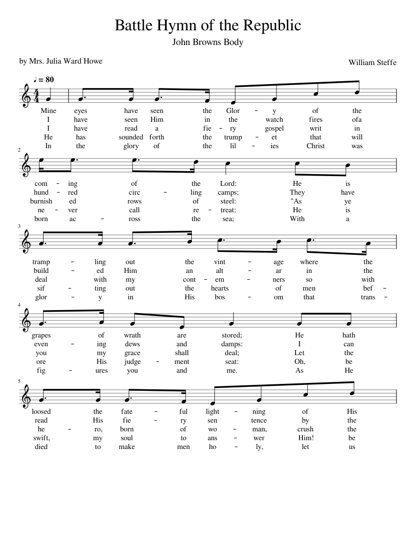 Battle Hymn of the Republic Sheet music for Violin (Solo) | Musescore.com