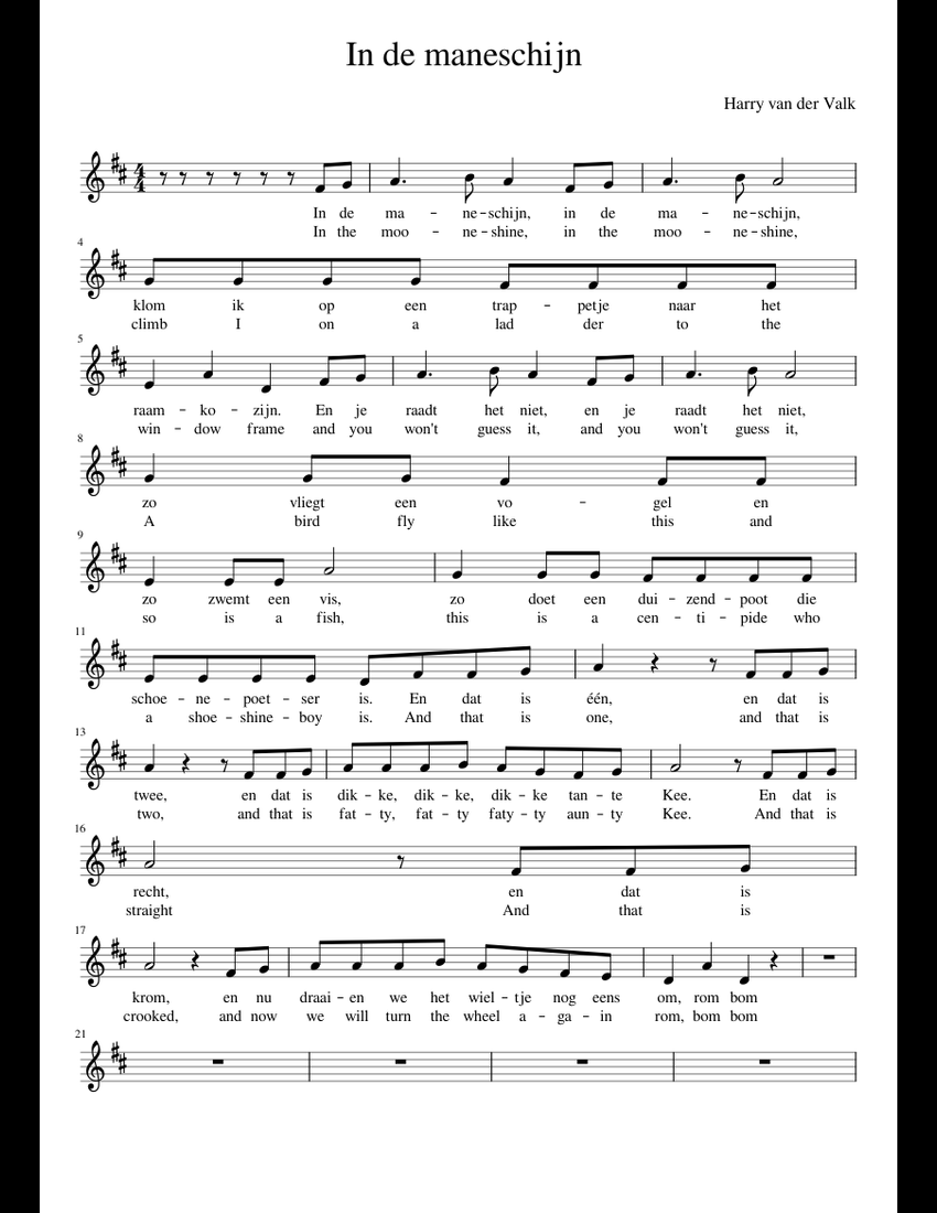 In de maneschijn sheet music for Piano download free in PDF or MIDI
