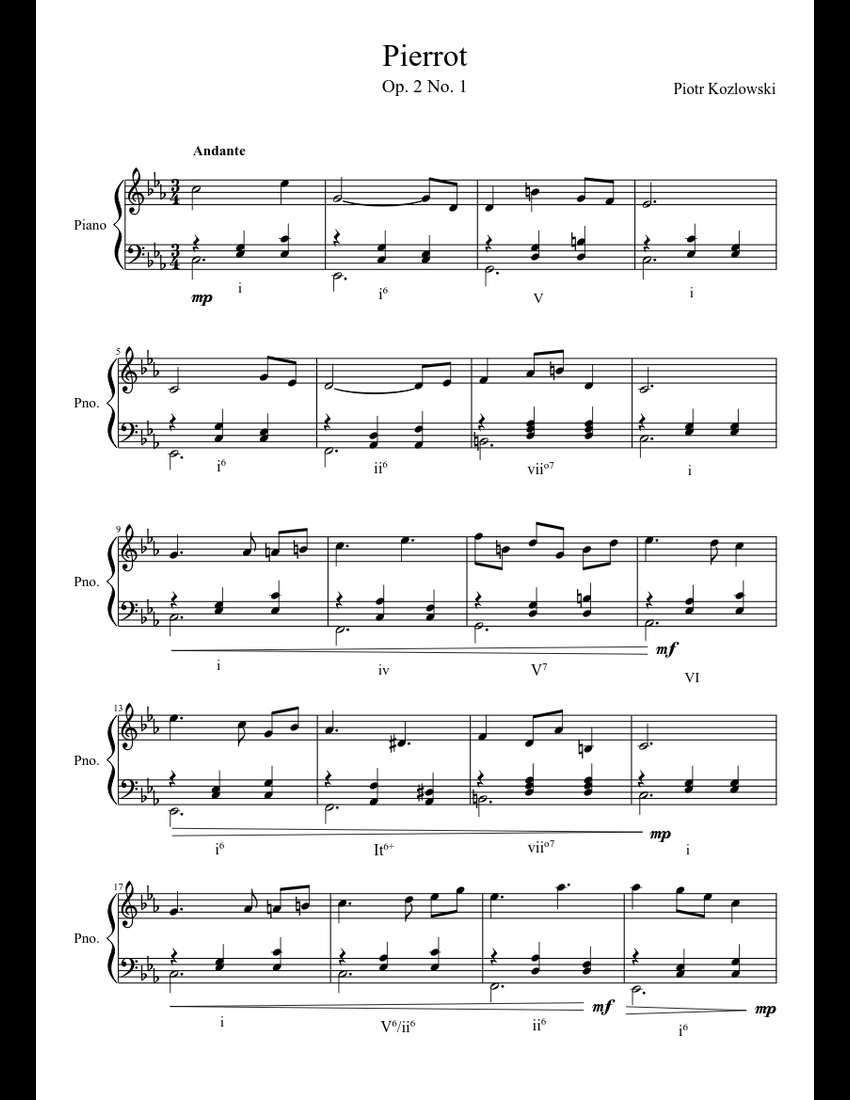 Pierrot sheet music download free in PDF or MIDI