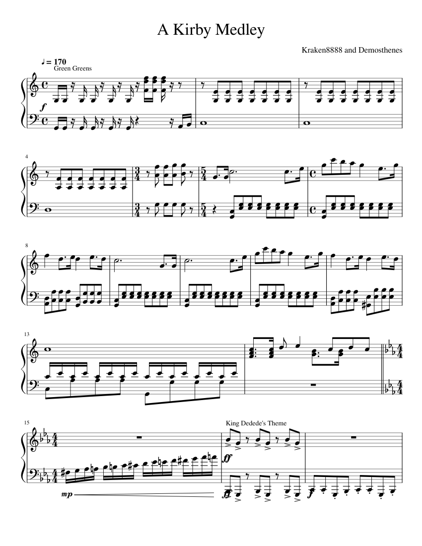 A Kirby Medley Sheet music for Piano (Solo) | Musescore.com