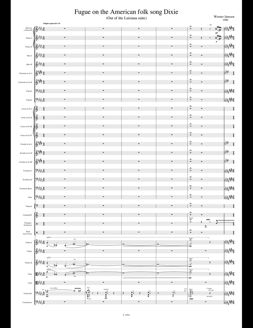 Fugue on the American folk song Dixie sheet music for Flute, Clarinet ...