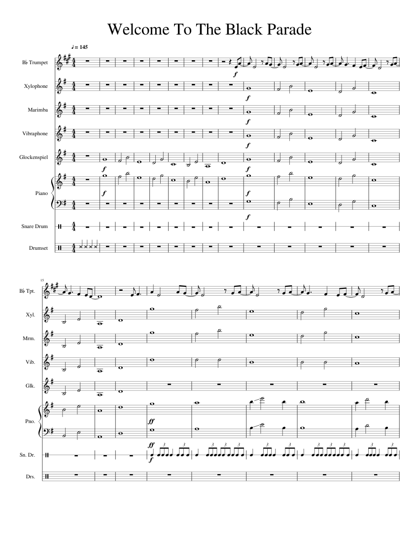 Welcome To The Black Parade (Trumpet) sheet music for Piano, Trumpet ...