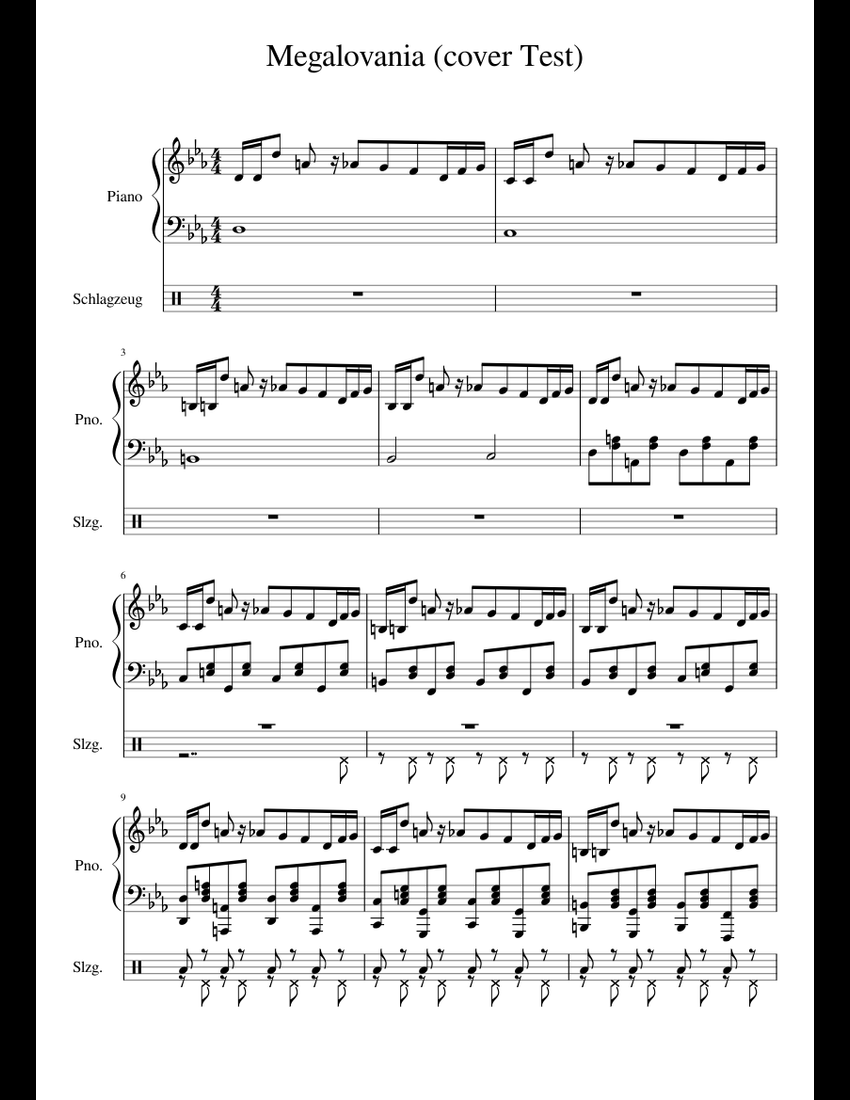 Megalovania Cover sheet music for Piano, Percussion download free in PDF or MIDI