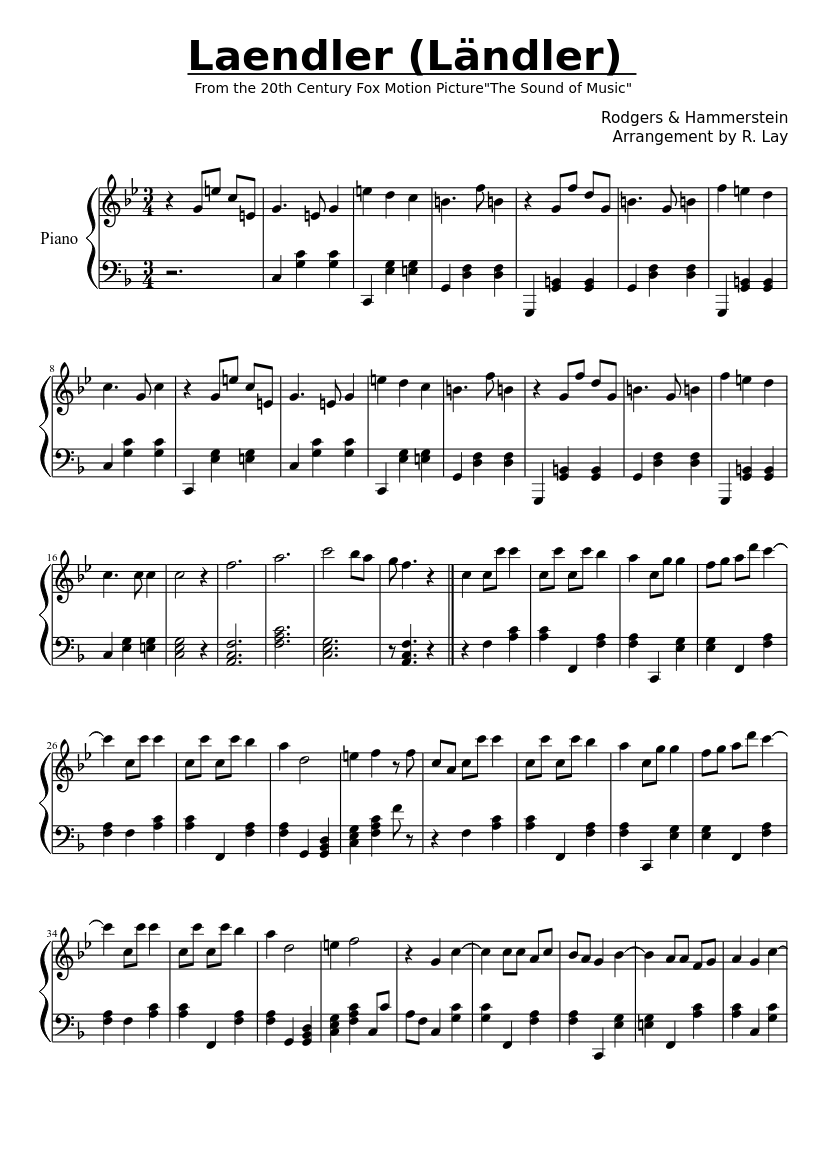 The Laendler from the Sound of Music sheet music download free in PDF ...
