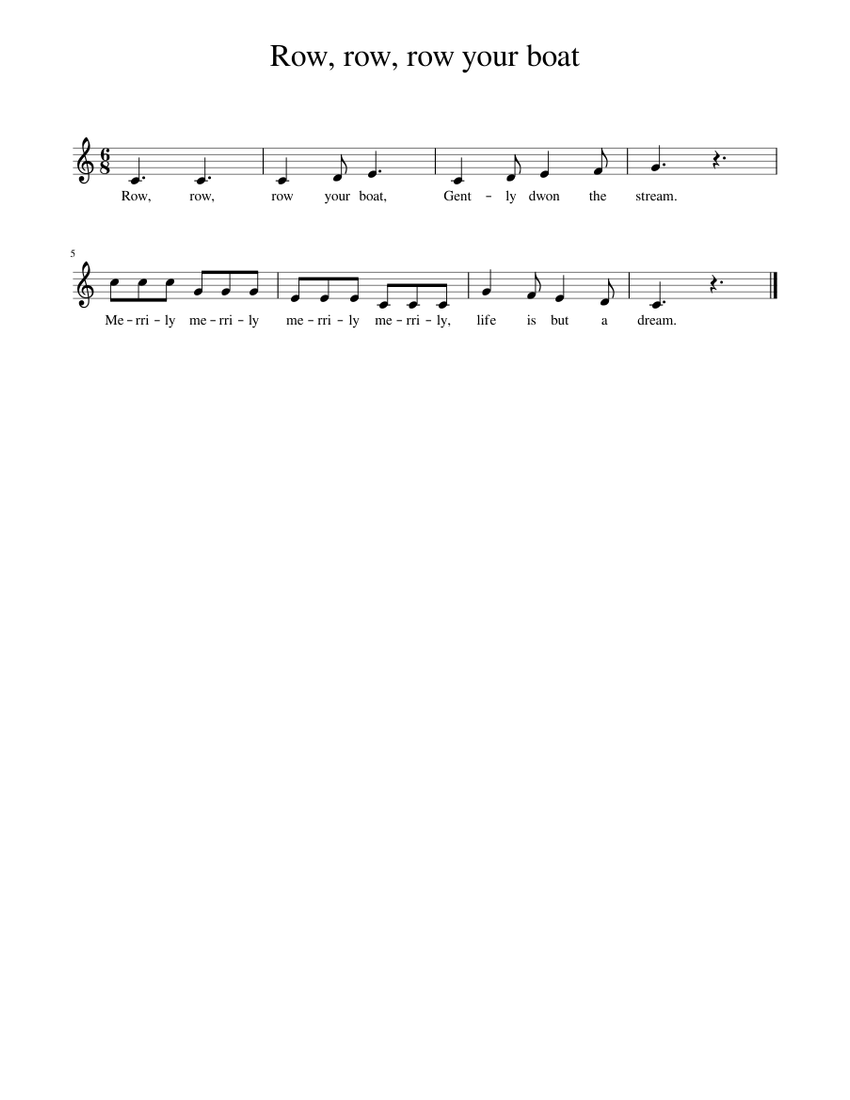 Row row row your boat Sheet music for Piano (Solo) | Musescore.com