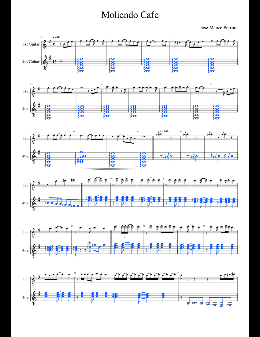 Moliendo Cafe sheet music for Guitar download free in PDF or MIDI