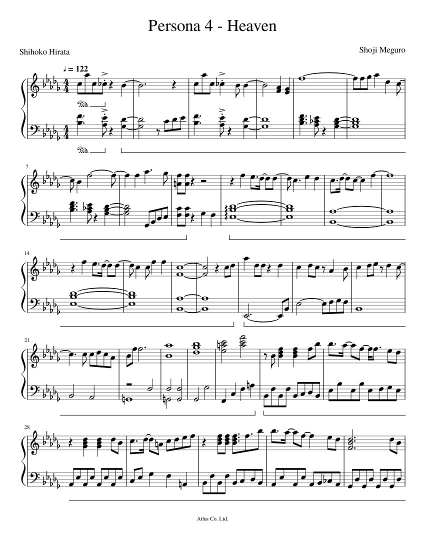 Persona 4 - Heaven Sheet music for Piano | Download free in PDF or MIDI ...