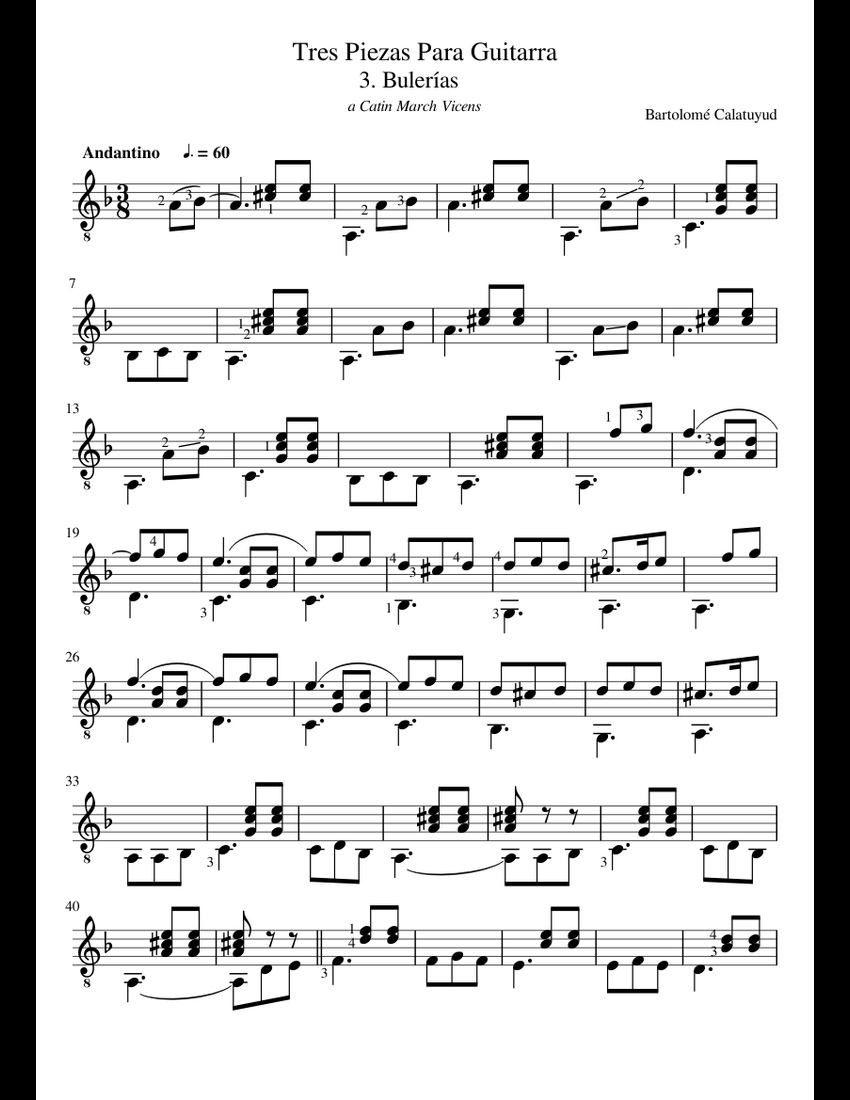 Bulerias sheet music for Guitar download free in PDF or MIDI