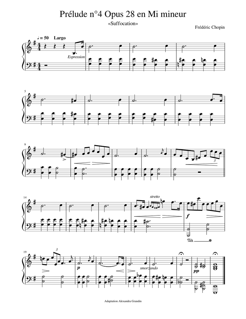 Frédéric Chopin - Prélude n°4 Opus 28 en Mi mineur 'Suffocation ...